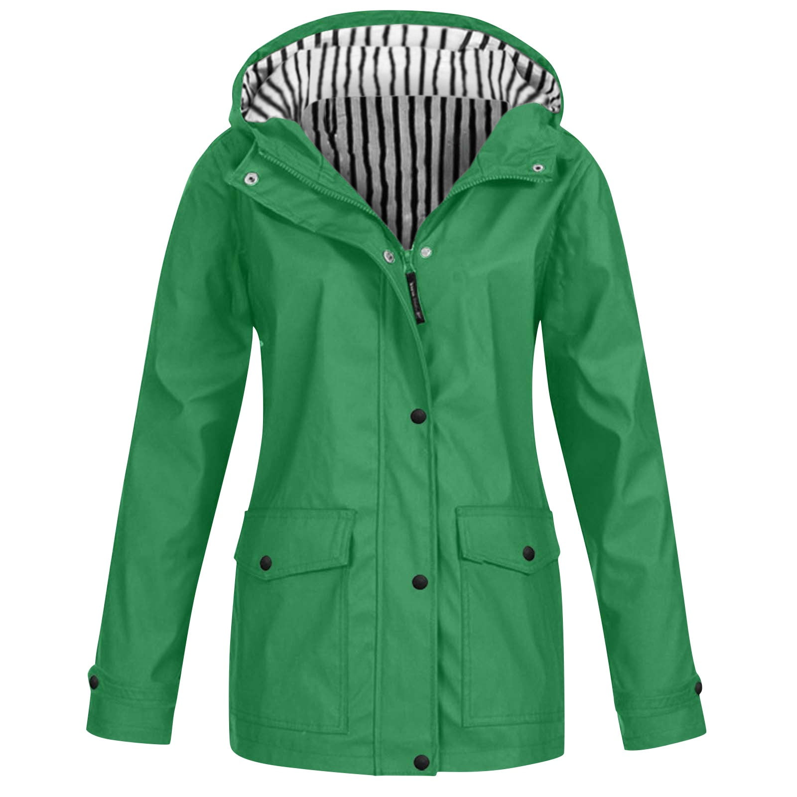 iHPH7 Womens Rain Jacket with Hood Long Jackets for Women Trench Coat ...