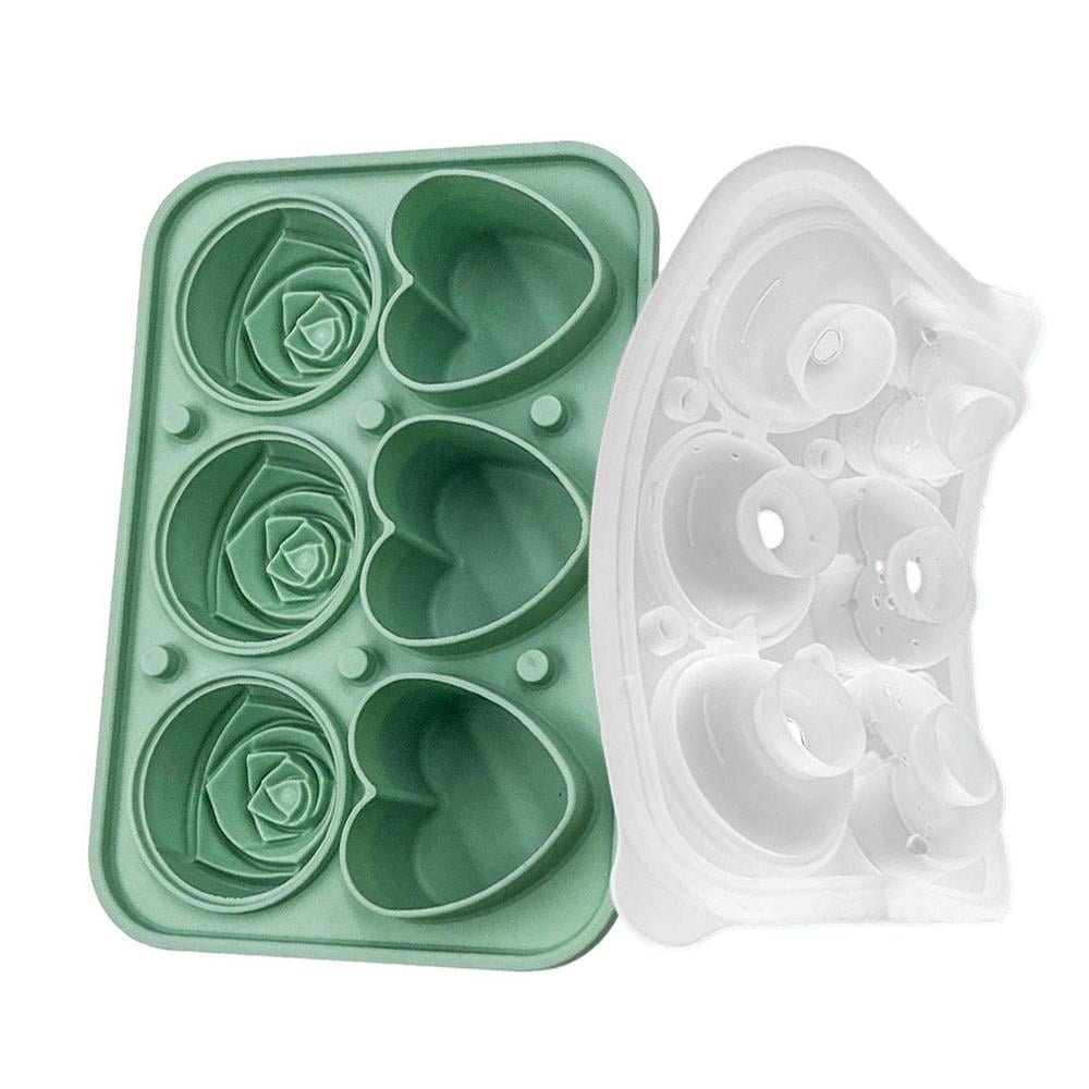 Tohuu Rose Ice Cube Mold 6 Cavity Heart Rose Shape Silicone Ice Cube ...