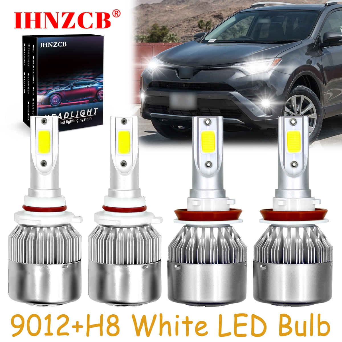 IHNZCB for Toyota Rav4 2016-2018 Led Headlights Bulb High Low Beam Fog Light,9012+H8,C6B,Y01 ...