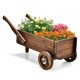 Costway Decorative Wagon Cart Plant Flower Pot Stand Wooden Raised ...