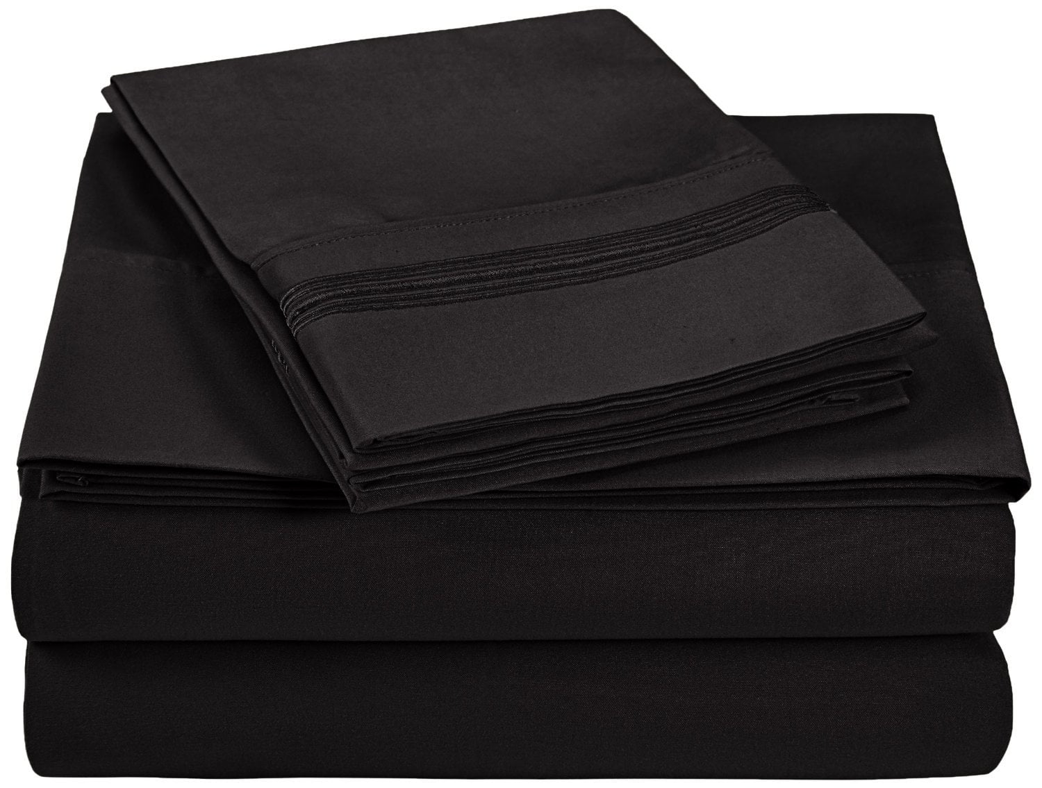 5-Line Embroidery Sheet Set Black / Queen - Walmart.com
