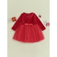 Qtinghua Toddler Baby Girls Christmas Dress Velvet Layered Tulle Long Sleeve Dress Fall Winter ...