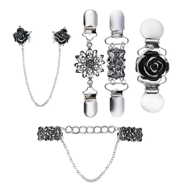 Retro Shawl Clips with Chain - Pack of 5 - Shrug Sweater Clips Clasp ...