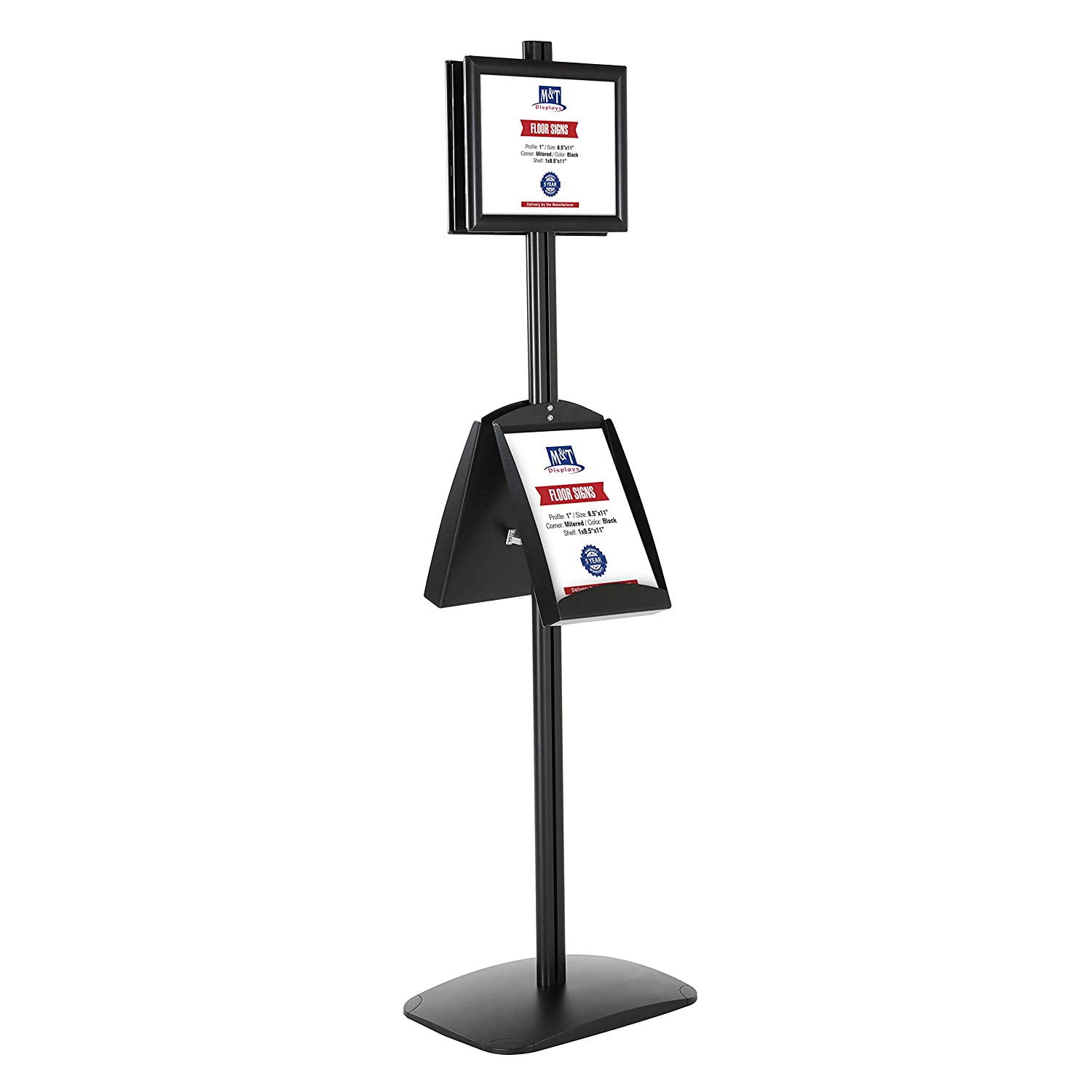 M&T Displays Free Standing Display Stand with 2 x (8.5x11) Frame in ...