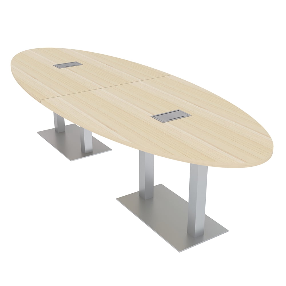 8 Person Modular Oval Conference Table Metal Bases 10Ft Power And Data ...