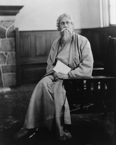 Print: Rabindranath Tagore, Full-Length Portrait, Seated, Facing Front ...