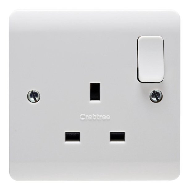 CRABTREE - Instinct 1 Gang, DP Switched Wall Socket, Dual Earth, 13A ...