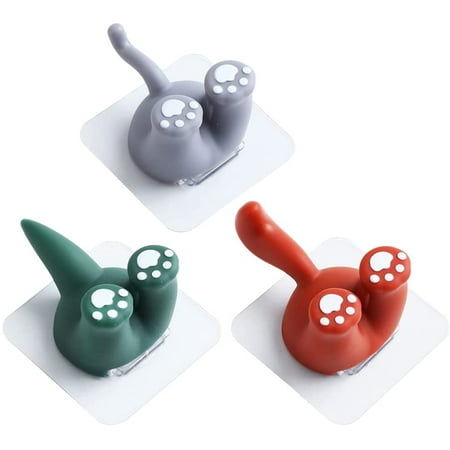 YDHely Wall Hooks Cat Tail Shaped Towel Hooks Rack Wall Mounted SelfYDHely Adhesive Decorative ...