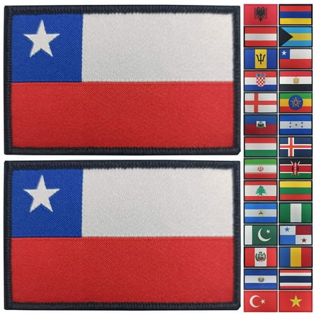 JBcD 2 Pack chile Flag Patch chilean Flags Tactical Patch Pride Flag Patch for clothes Hat Patch ...