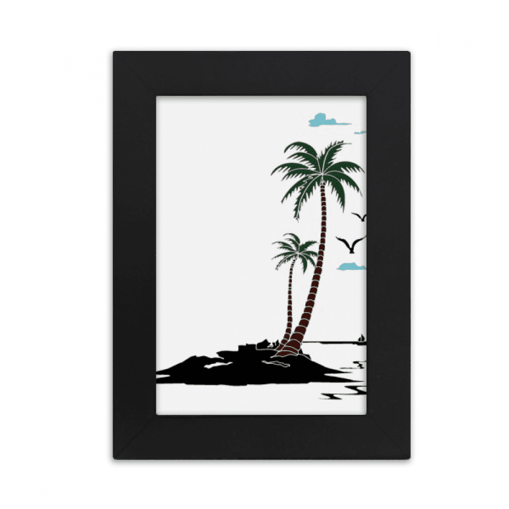 Coconut Tree Cloud Seagulls Beach Desktop Photo Frame Picture Display ...