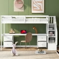 EUROCO Twin Loft Bed with Desk and 4 Drawers, Moveable Staircase for ...