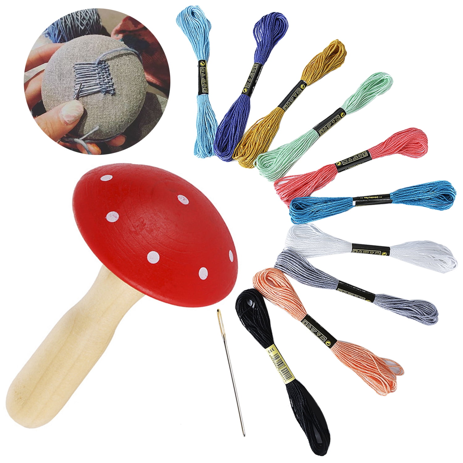Darning Supplies Kit Cute Wood Darning Mushroom Darning Needle Sewing ...