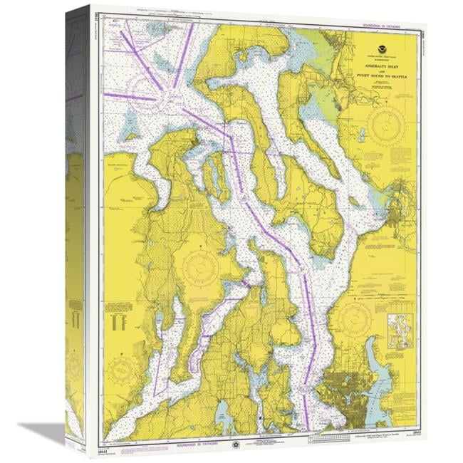 Global Gallery 16 in. Nautical Chart - Admiralty Inlet & Puget Sound to ...