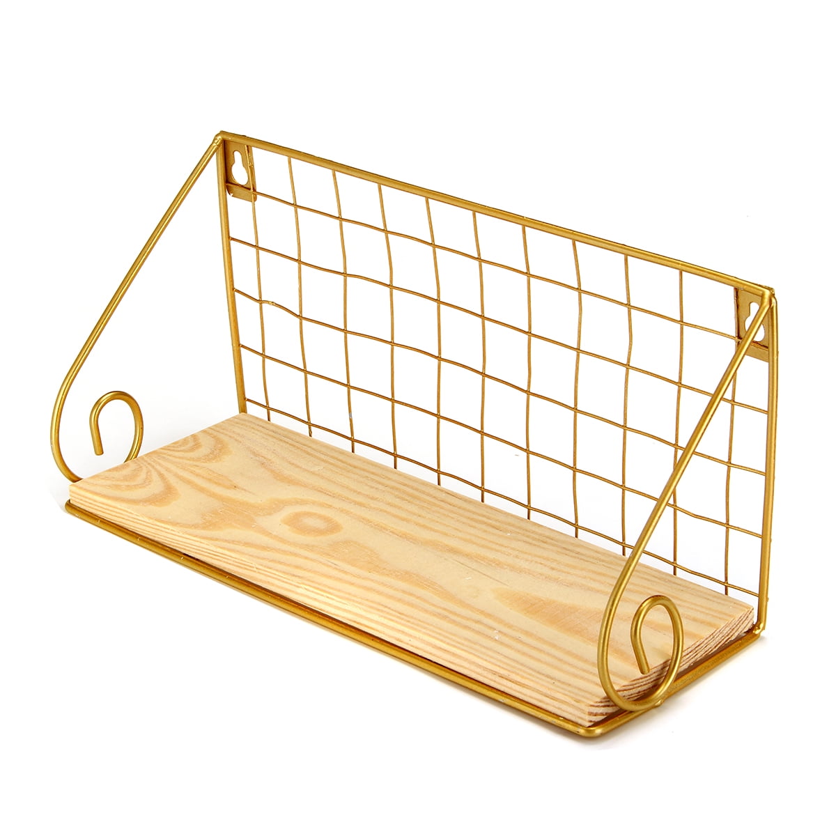 Iron Wooden Storage Shelf Wall Hanging Storage Rack Wall Mounted ...