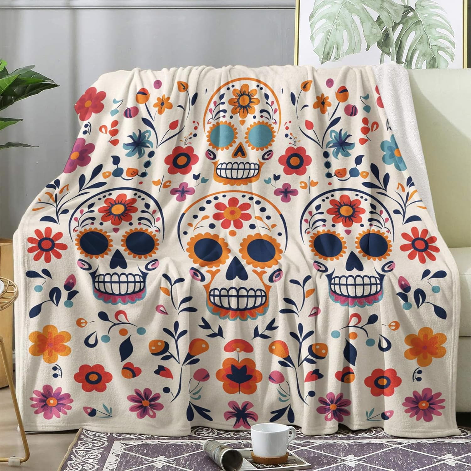 Click here for Donenzi Mexican Sugar Skull Throw Blanket  Day Of... prices