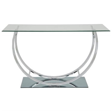 Cortesi Home Laila Console Table, Clear Glass and Gold Stainless Steel ...