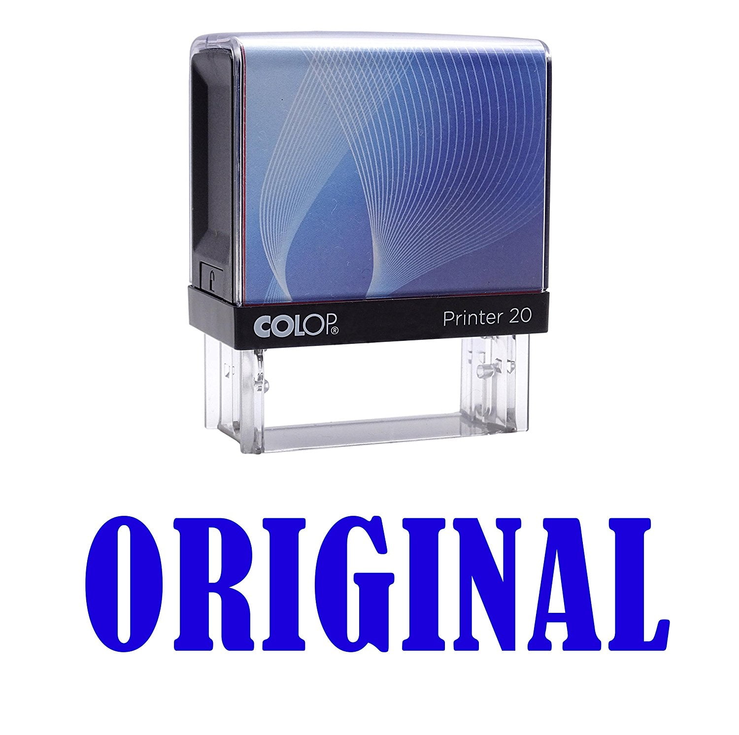 ORIGINAL Self Inking Rubber Stamp Small Blue Ink Office Stock Stamp ...