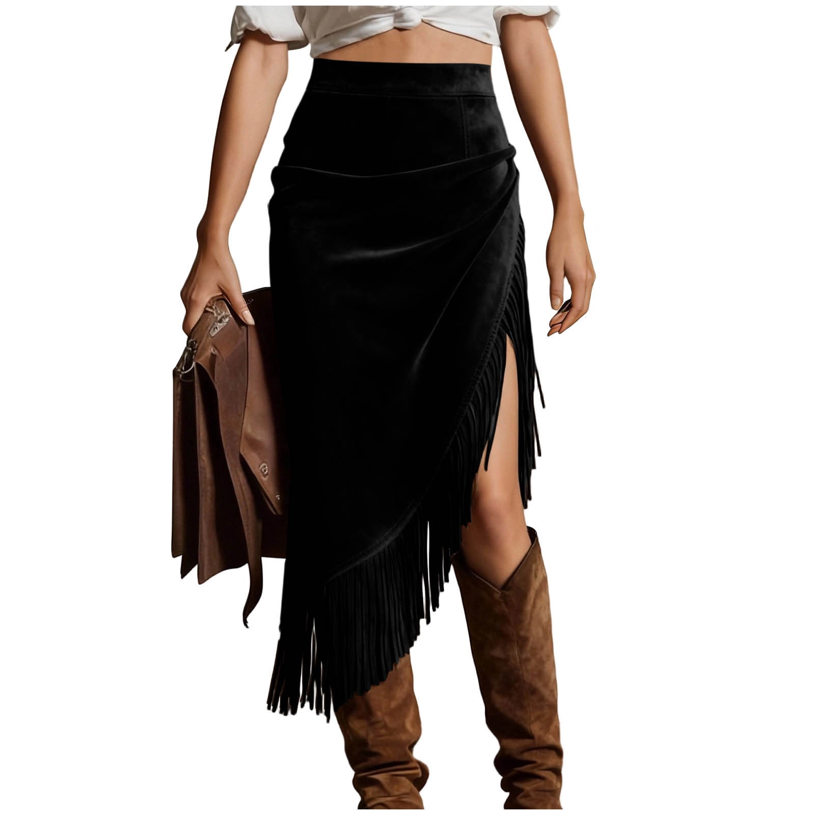 Click here for Unbranded Fringe Skirt For Women High Waisted Body... prices