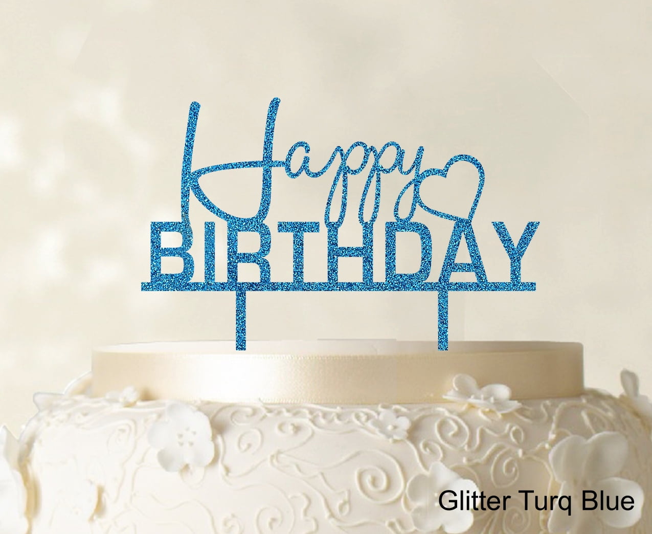 """Happy Birthday"" Cake Topper Personalized Glitter Cake Topper Cake ...