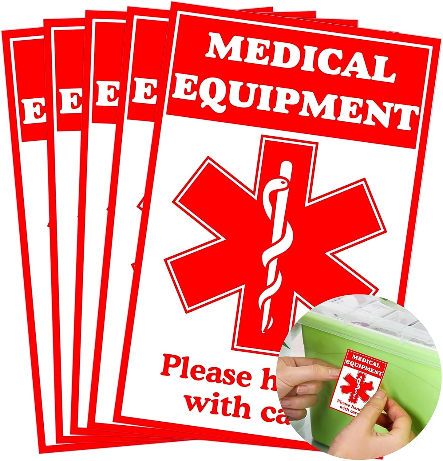 Medical Alert Equipment Luggage Tag Stickers 2x3inch Handle with Care ...