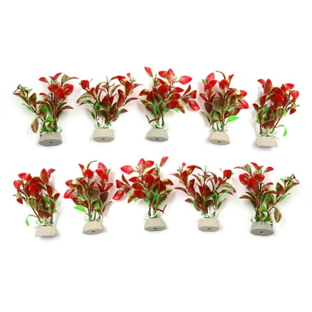 10pcs Green Red Decorative Leaves Grass Plants for Aquarium Fish Tank ...
