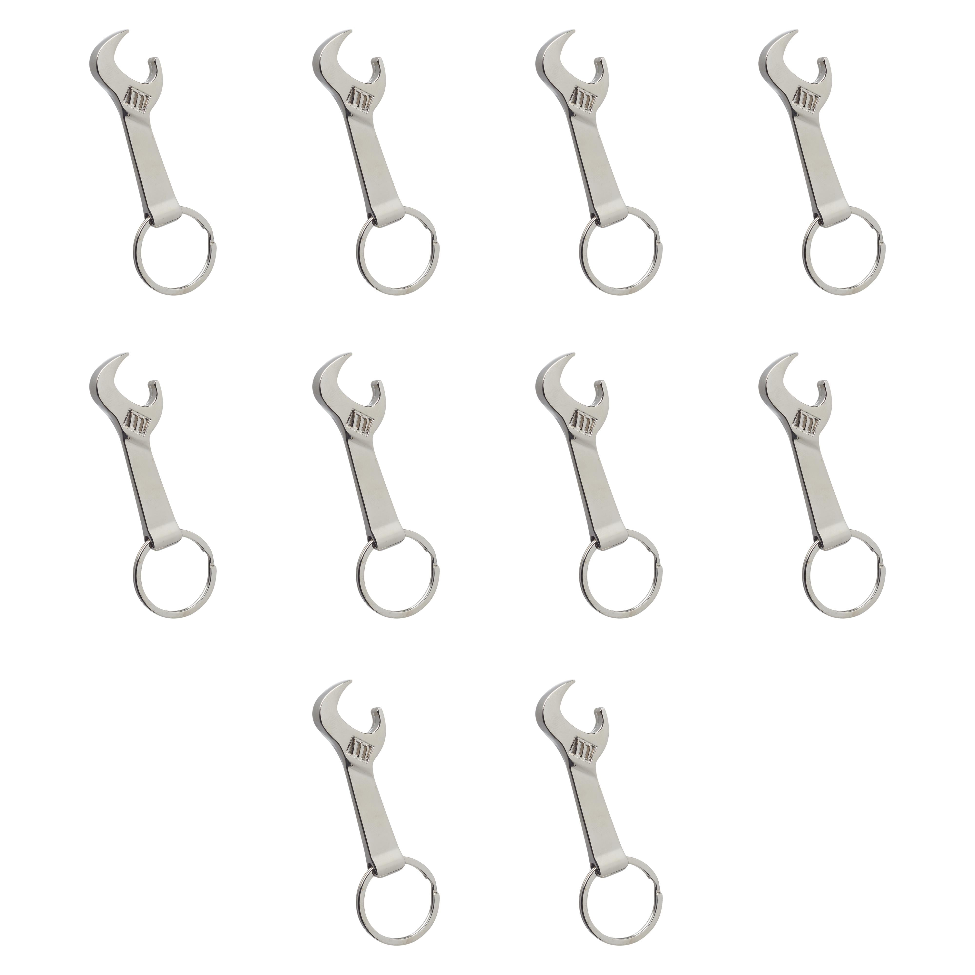 10 Metal Wrench Keychains Pack - Chic, Stylish, Shiny - Silver ...