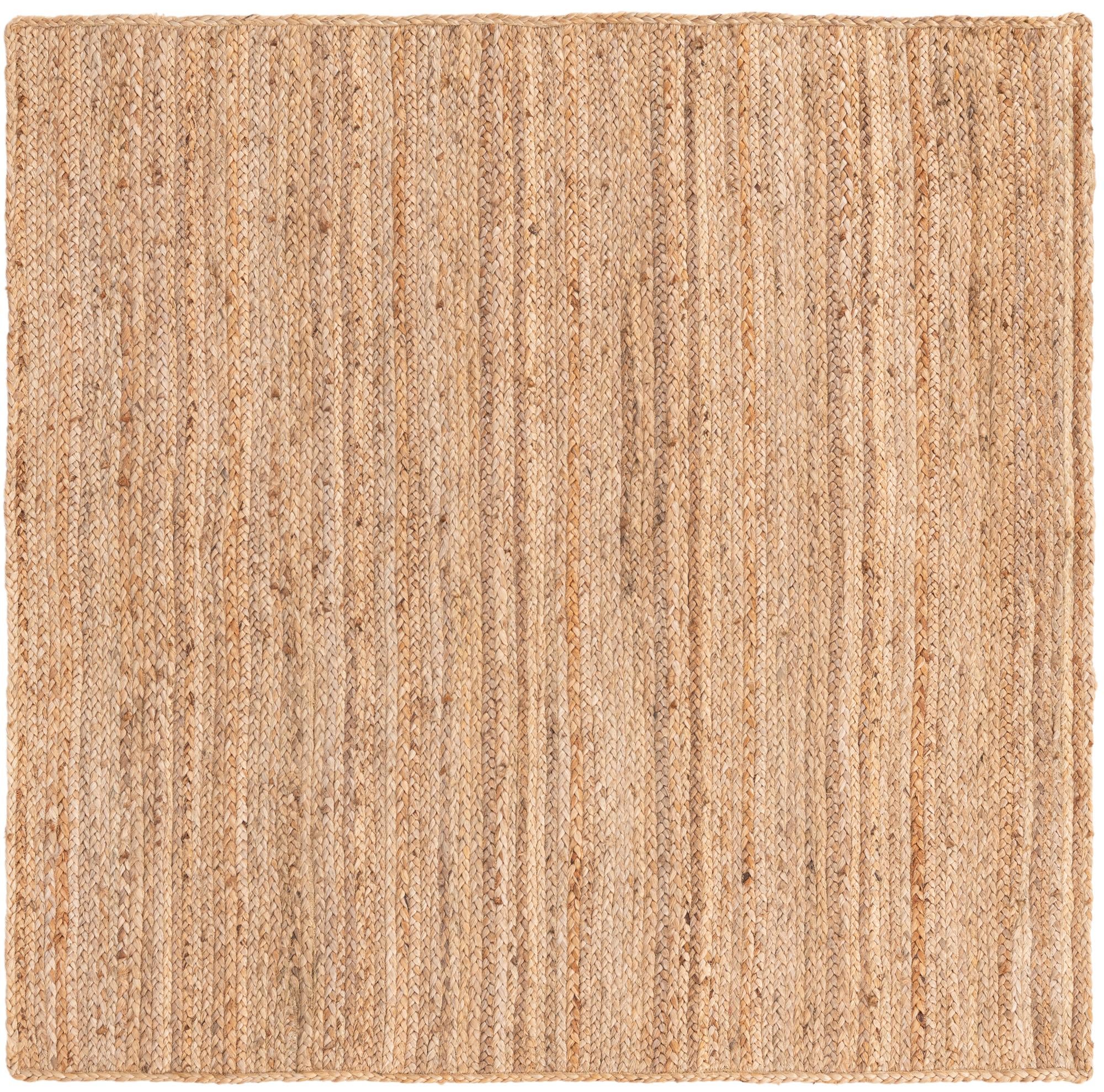 Rugs.com Hand Braided Jute Rug – 5 Ft Square Natural Flatweave Rug ...