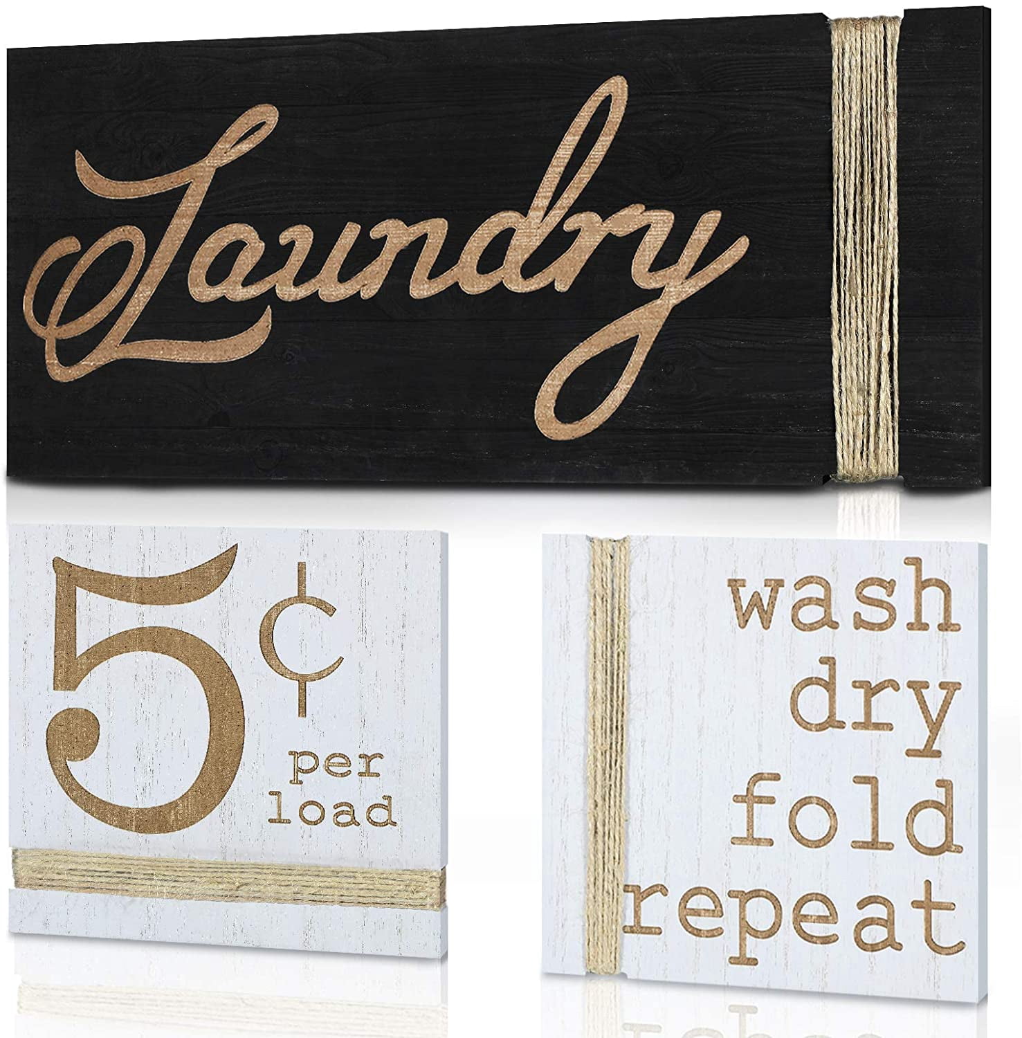 3 Pieces Laundry Room Decor Set Rustic Laundry Signs Wash Dry Fold ...