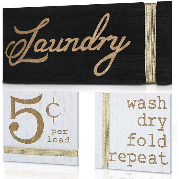 3 Pieces Laundry Room Decor Set Rustic Laundry Signs Wash Dry Fold ...