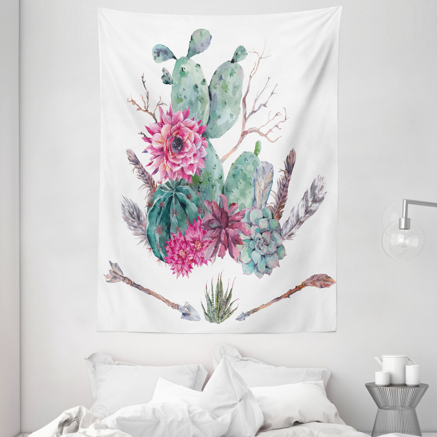 Cactus Tapestry, Exotic Natural Vintage Style Watercolor Bouquet ...
