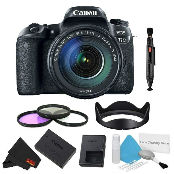 Canon EOS 77D DSLR Camera with 18-135mm Lens Bundle w/ 3 Piece Filter ...