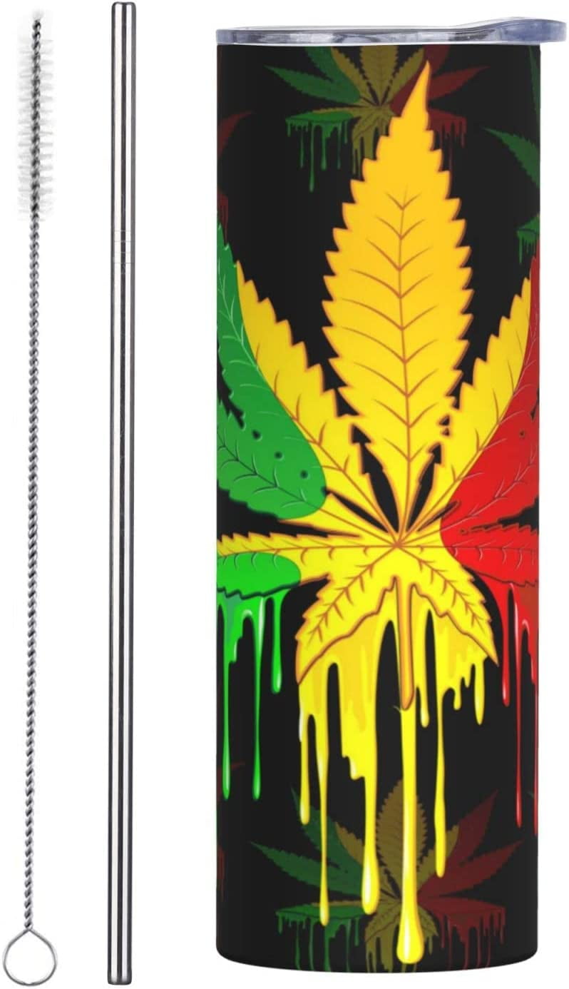 Athenstics Pot Leaf Rasta Colors Dripping Paint Coffee Cup 20 Oz ...