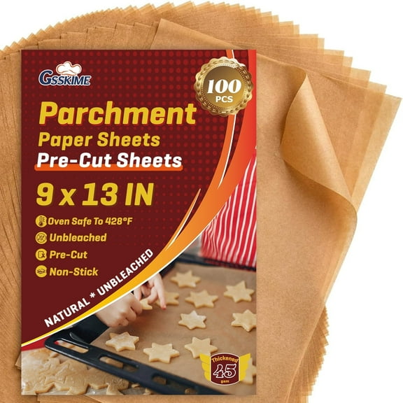 Parchment Paper Sheets, 9x13 In Non-Stick Pcut Baking Parchment for ...