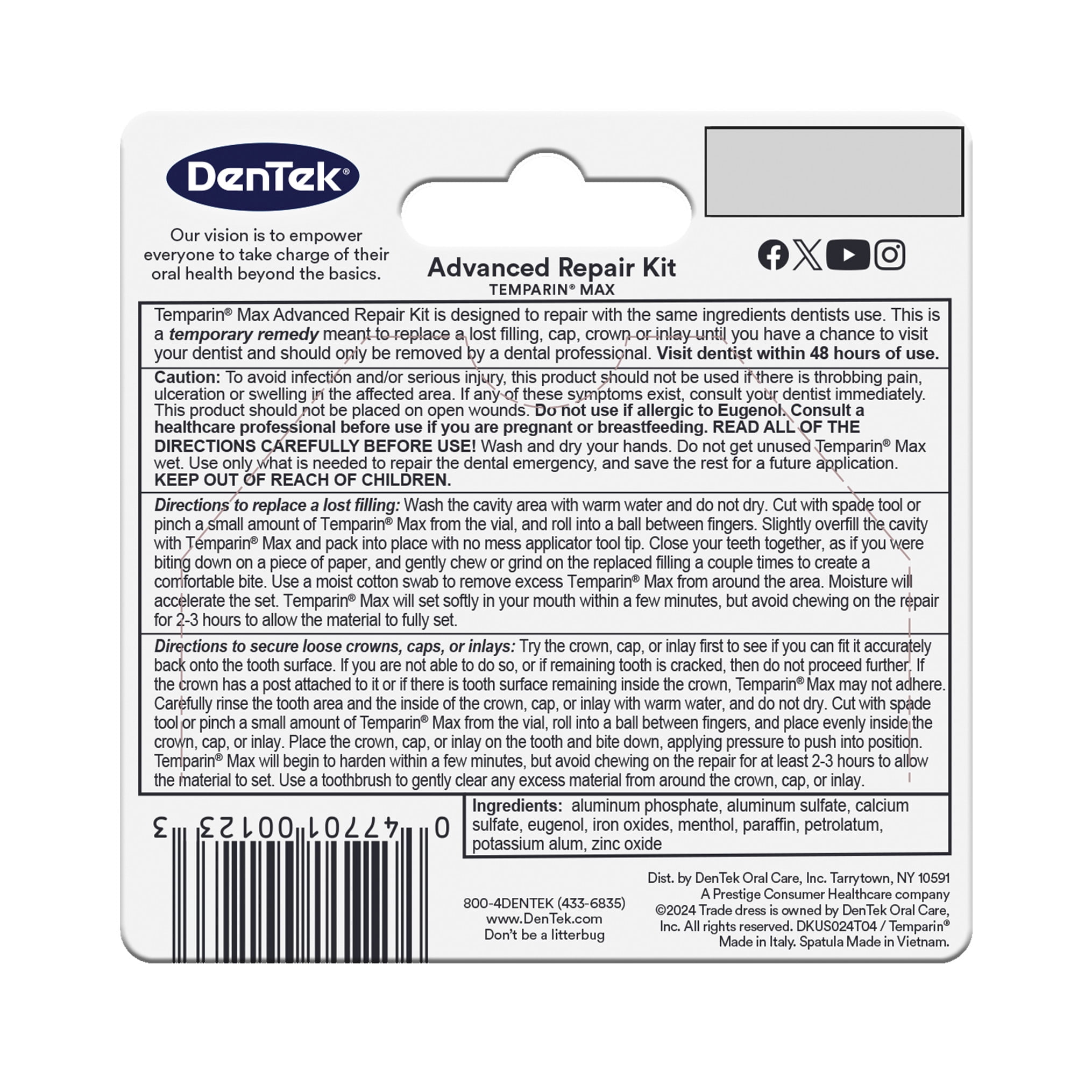DenTek Temparin Max Advanced Dental Repair Kit, 13+ Repairs Best Deals ...