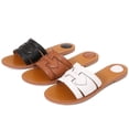 2026 Summer New Women's Brown Leather Slide Sandals, Open Toe Flat ...