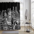 Abstract Shower Curtain for Bathroom, White and Black Global Landmarks ...