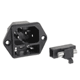 AC 250V 10A 2 in 1 Mount Inlet Module Plug Socket Power Entry Connector ...