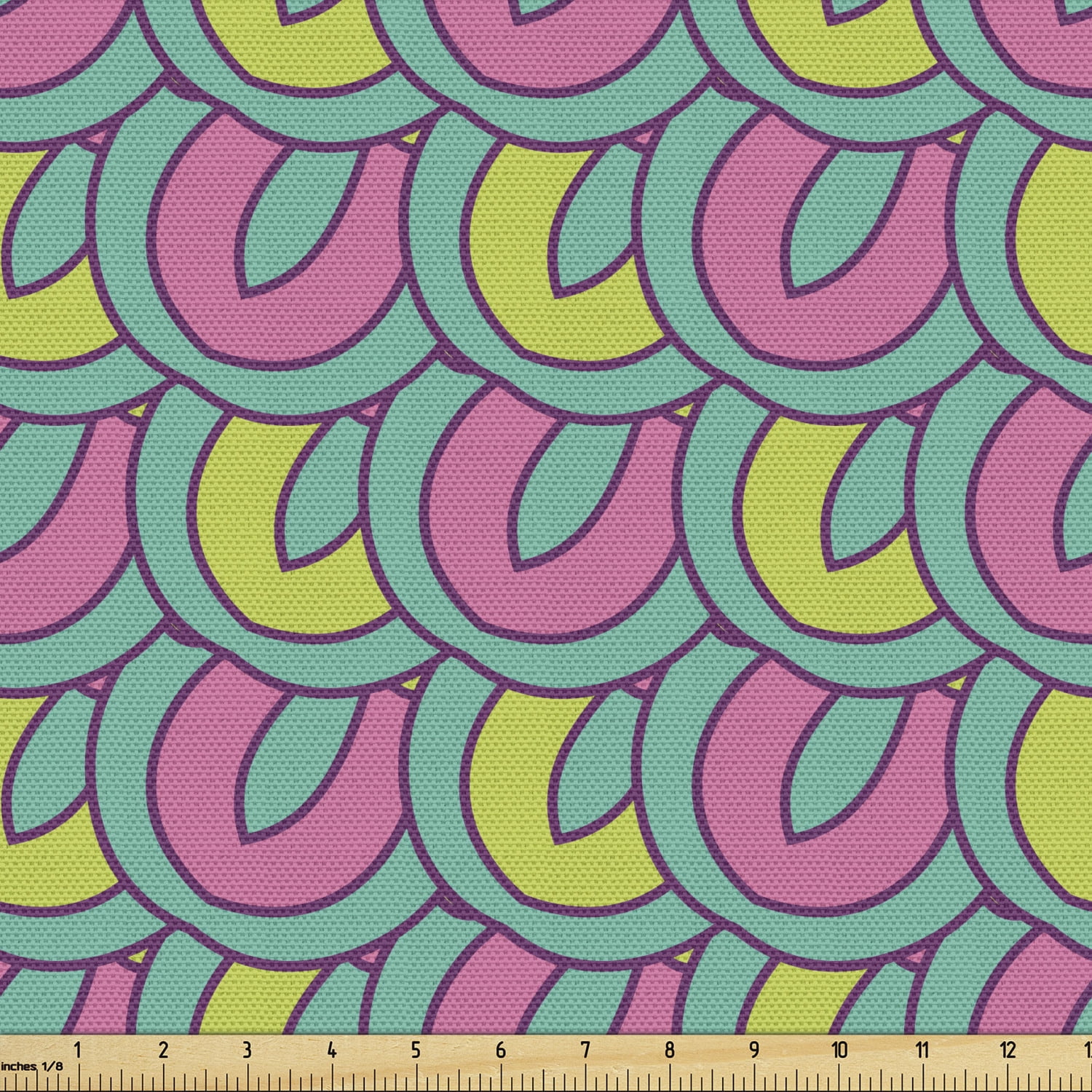 Abstract Upholstery Fabric by the Yard, Continuous Doodle Pattern with ...