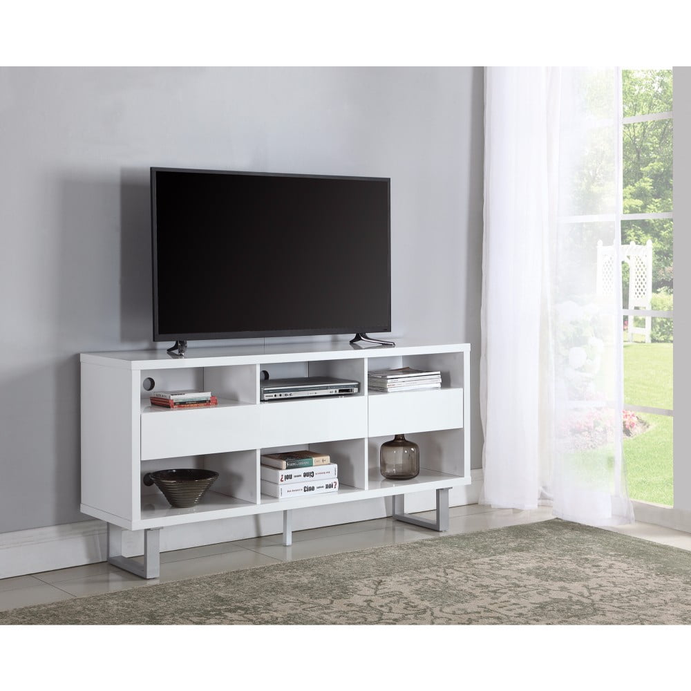 Convenient white tv console With Chrome Legs - Walmart.com