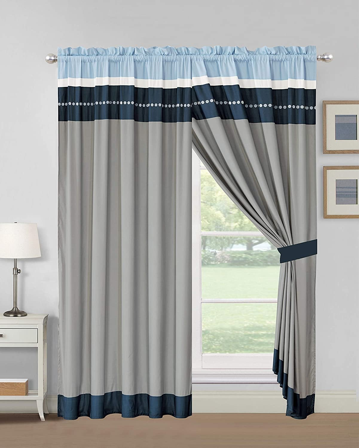 Sapphire Home Window Curtain Panel Set 2 Panels With Sheer Backing 84