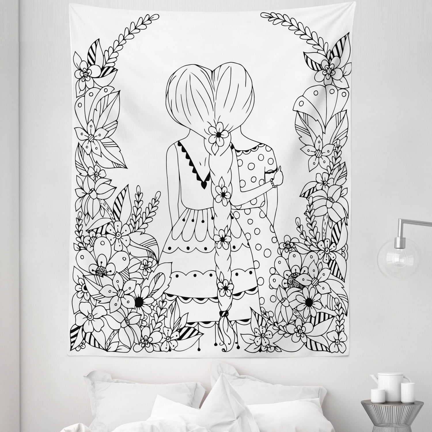 Hipster Tapestry, Girlfriends with Conjoined Ponytails Hugging ...