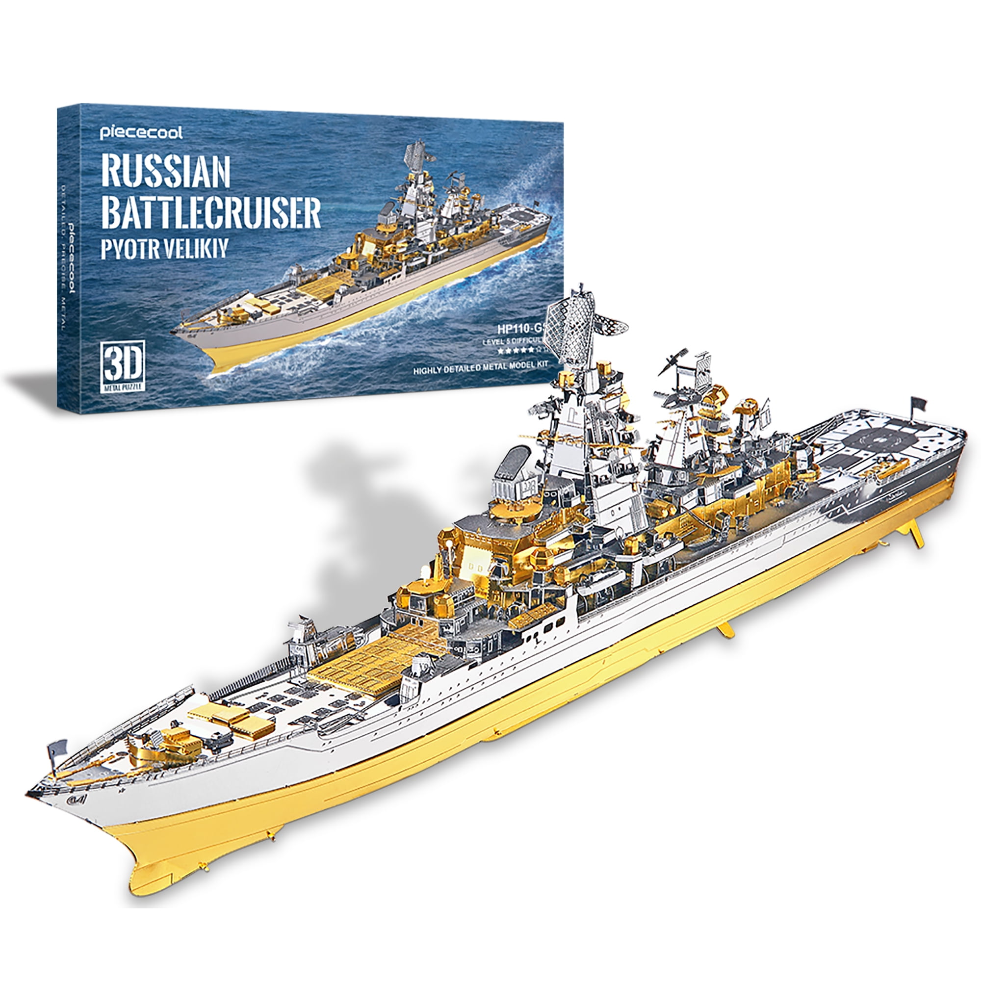 Piececool 3D Metal Puzzles, - Battlecruiser Pyotr Battleship Model Kits DIY 3D Metal Warship ...