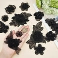 12Pcs Black 3D Floral Embroidery Applique Butterfly Flower Lace ...