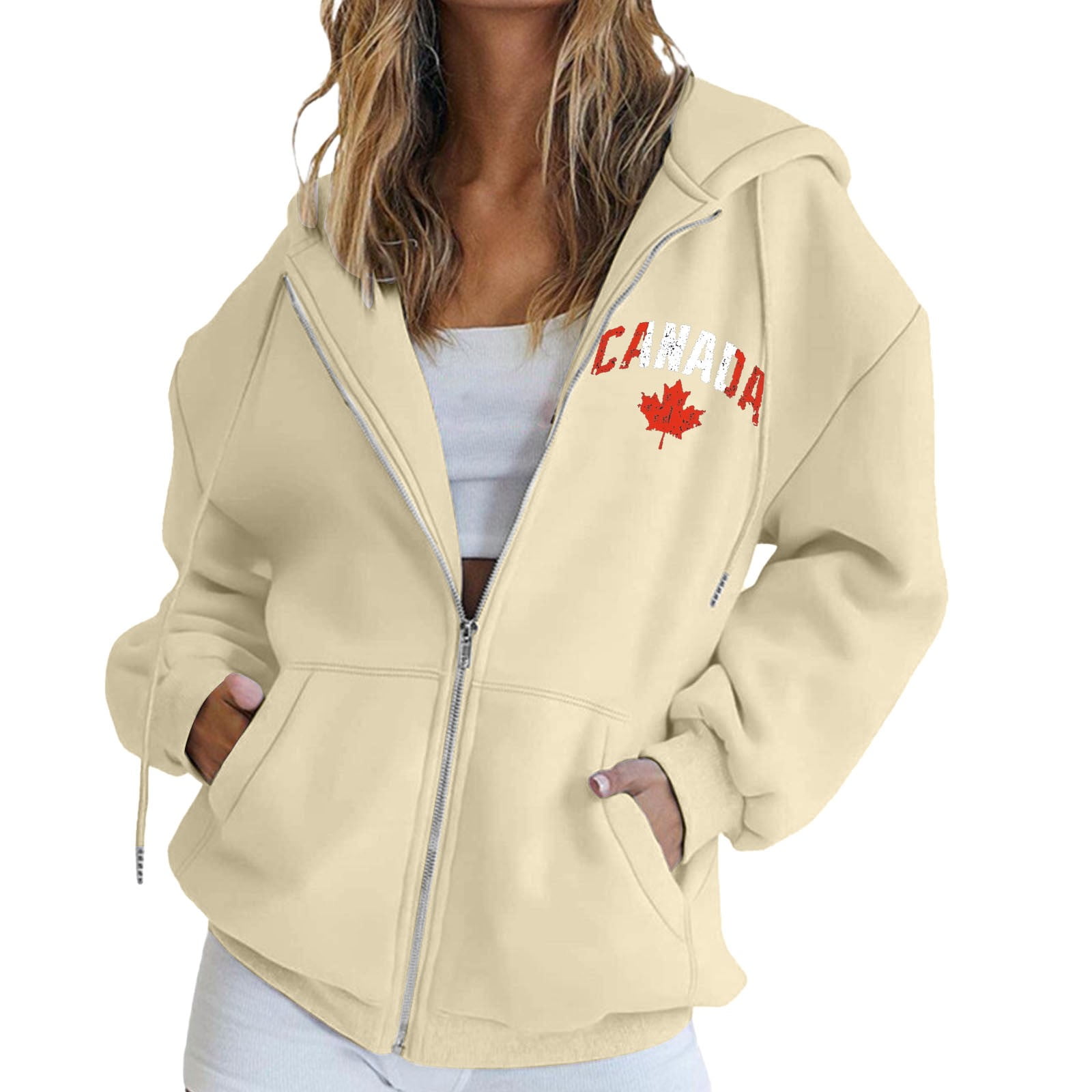 Click here for Dndif Womens Canada Print Hooded Sweatshirt  Fashi... prices