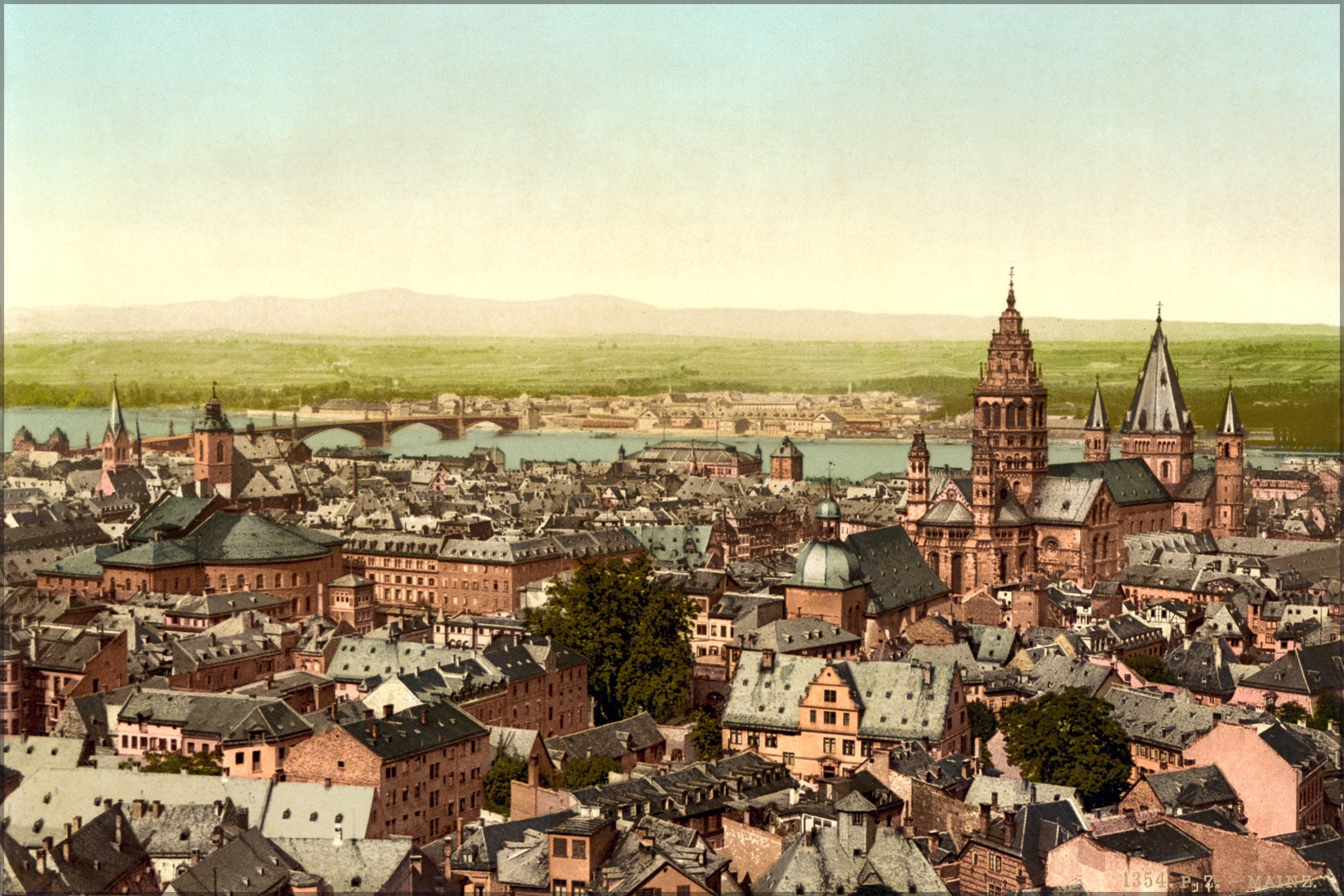 24"x36" Gallery Poster, Mainz, Rhineland, Germany, 1895 photochrom ...