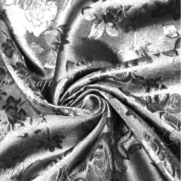 Silver Brocade Jacquard Satin Fabric 58” 60” Inches Wide Sold By The