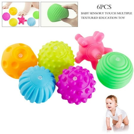 6PCs Sensory Touch Multiple Textured Baby Balls with Sound Bath ...