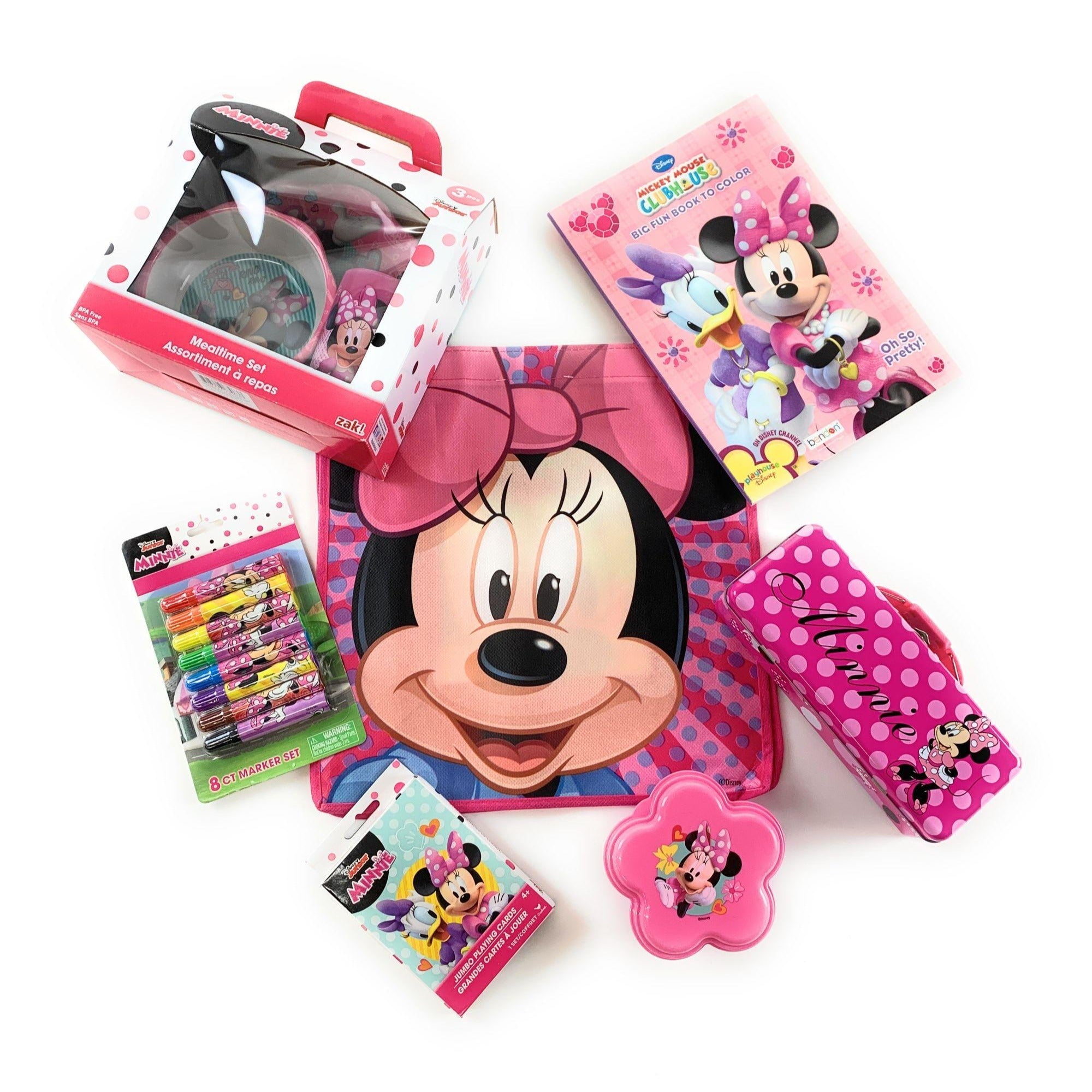 Minnie Mouse Gift Set Dishes Tote Tin Cards Book Markers 7 Piece Girl ...