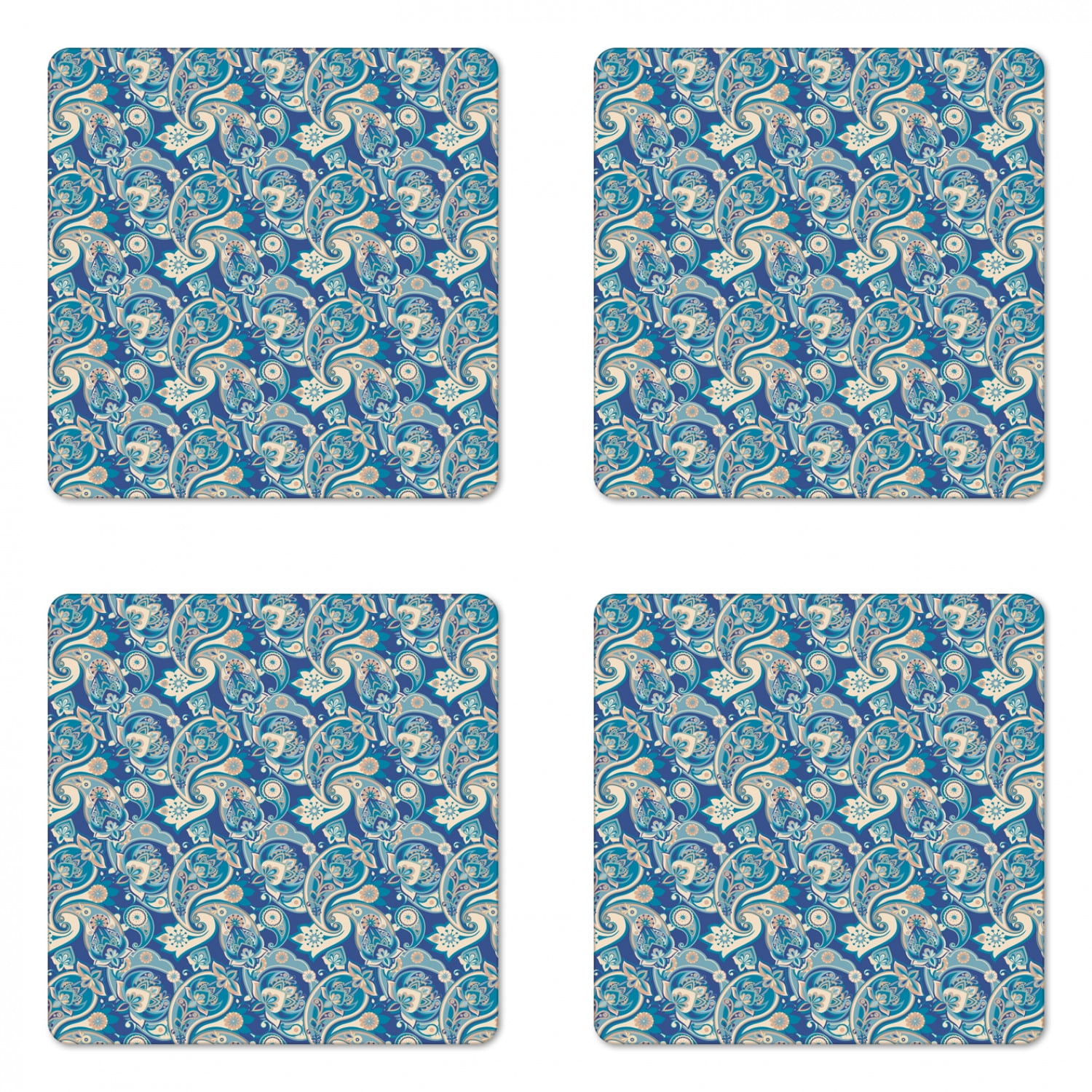 Paisley Coaster Set of 4, Inspired Floral Persian Fashion Boho Art ...