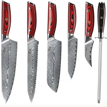 7-Piece Damascus Steel Kitchen Knife Set - Tsunami Collection - 67 ...